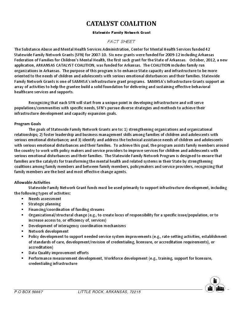 Catalyst Coalition Program Goals | PDF | Mental Health | Grant (Money)