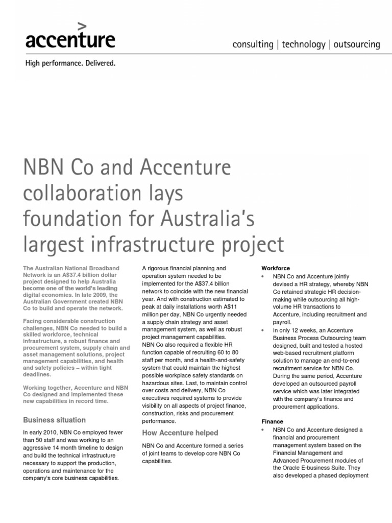 Accenture Collaboration Lays Foundation For Australia's NBN | PDF ...