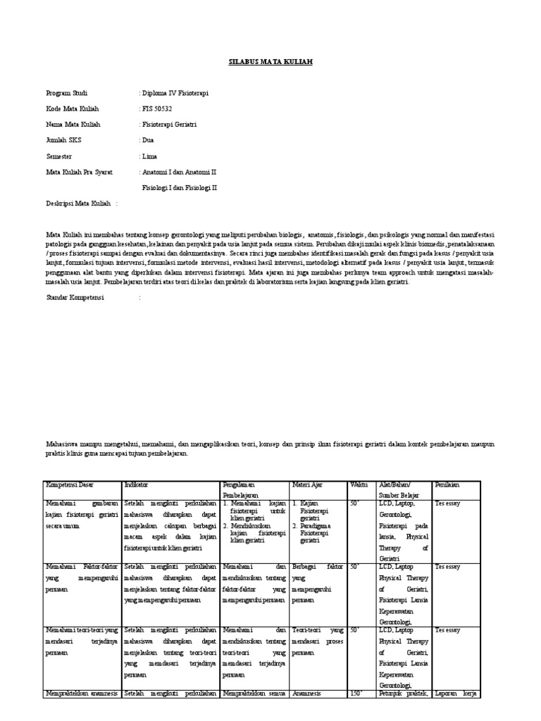 Fisioterapi Geriatri | PDF