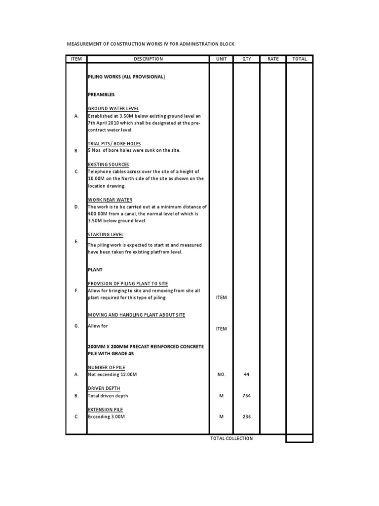 BQ Piling Works | PDF | Deep Foundation | Precast Concrete