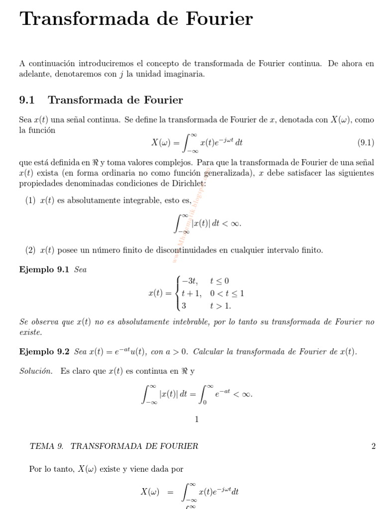 9 Transformada de Fourier Ejercicios Resueltos