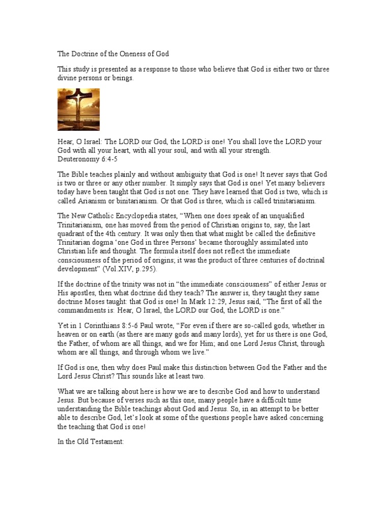 The Doctrine of The Oneness of God | PDF | John The Baptist | Christianity