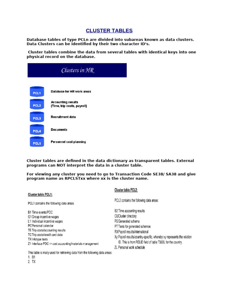 Sap Hr Cluster Infermation Pdf Payroll Databases