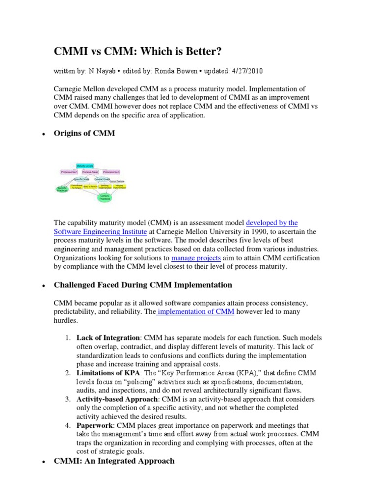 CMM Vs CMMI | Download Free PDF | Systems Engineering | Accountability
