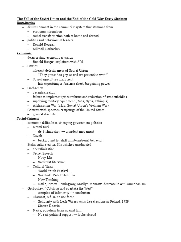 The Fall of The Soviet Union and The End of The Cold War | PDF | Soviet ...