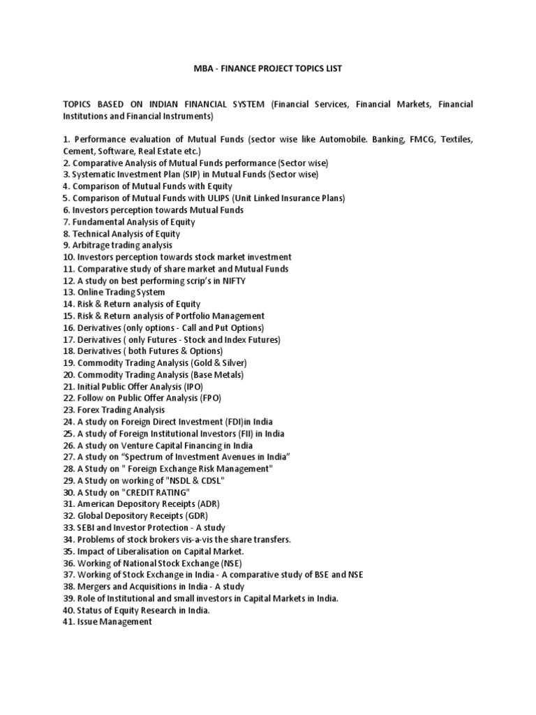 Finance Project Titles | Download Free PDF | Stocks | Financial Markets