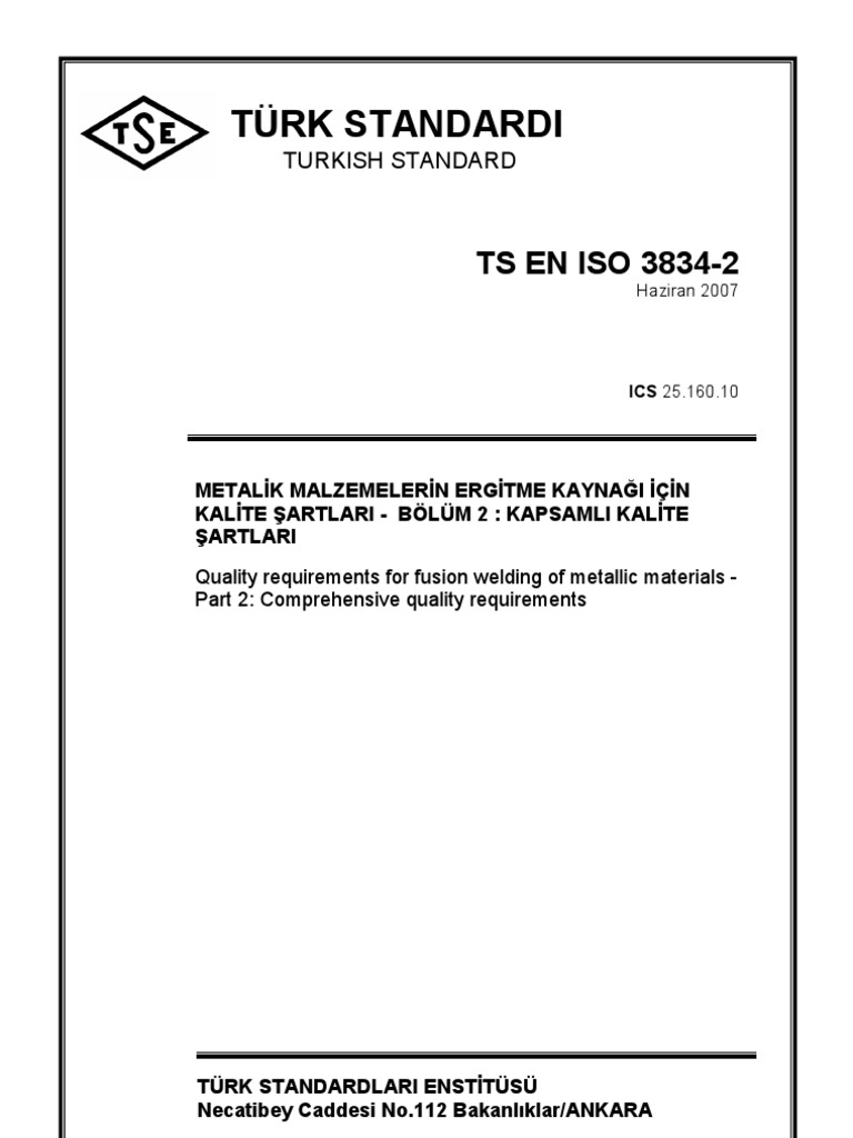 TS en Iso 3834-2 | PDF