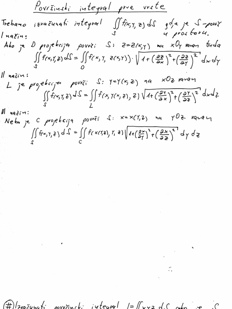 Povrsinski Integral Prve Vrste, Primena Kroz Zadatke | PDF