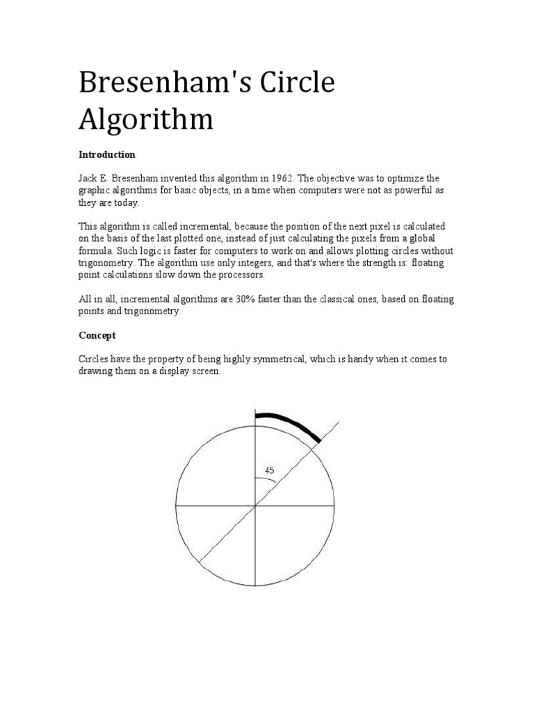 Bresenham Circle Algorithm in The Short Form | PDF | Computer Science ...