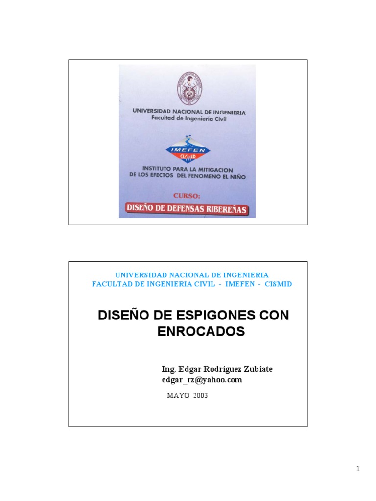 Diseño y Tipos de Espigones Enrocados | PDF | Longitud | Río