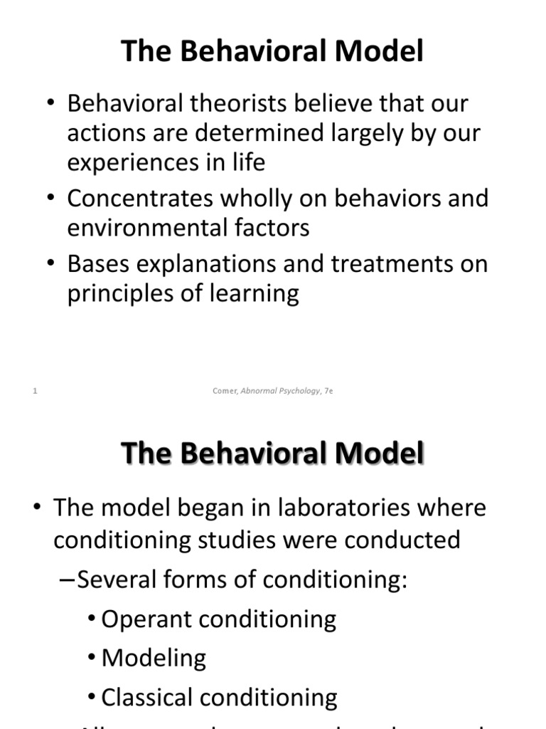 Lect 7 Behavioristic and Cognitive Behavioral Perspective | PDF | Classical Conditioning ...