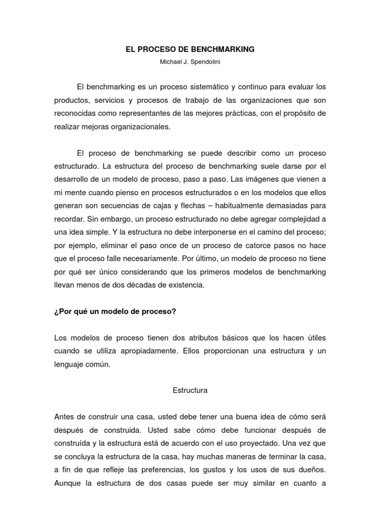 Procesos de Benchmarking | PDF | Negocios | Arte
