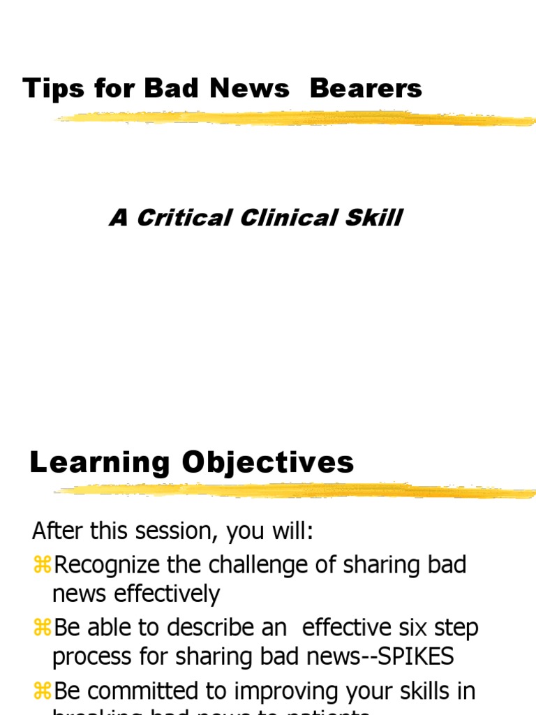 Spikes protocol for Breaking Bad News.ppt | Psychology & Cognitive ...