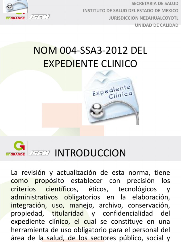 Nom 004-Ssa3-2012 Del Expediente Clinico | Cirugía | Cuidado de la salud