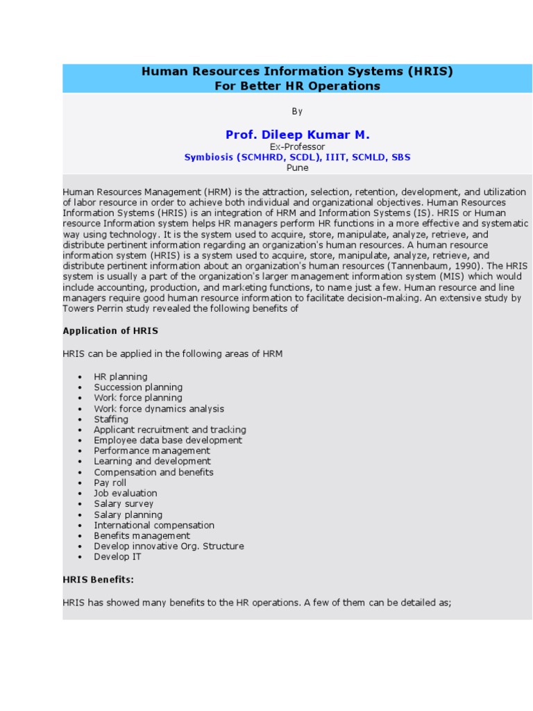 Human Resources Information Systems | PDF | Human Resource Management ...