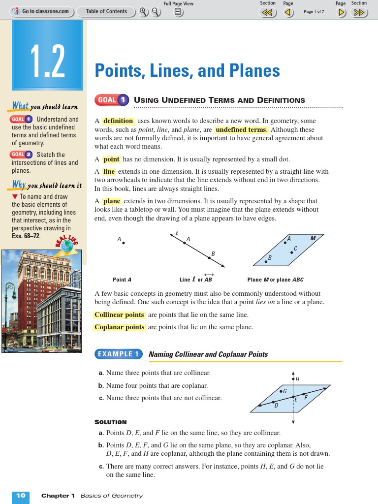 ML Geometry 1-2 Points Lines and Planes | PDF | Line (Geometry) | Geometry