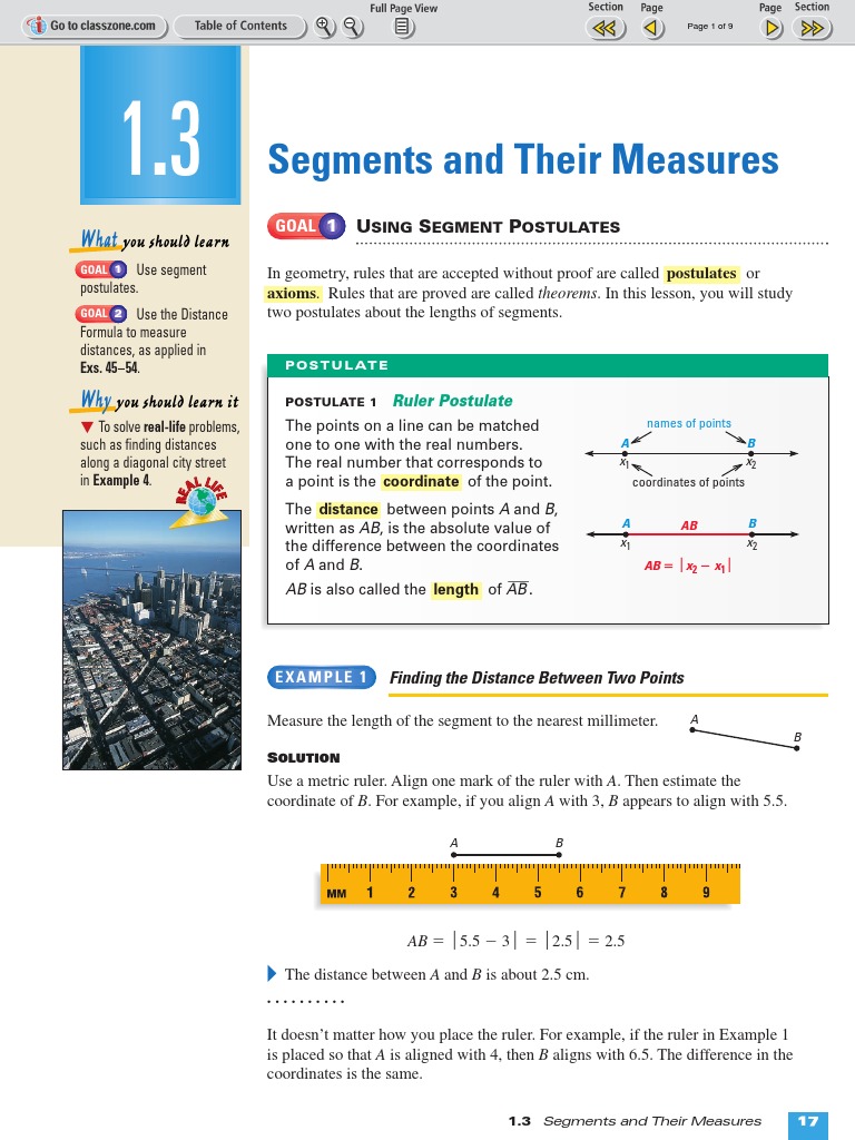 ML Geometry 1-3 Segments and Their Measures | PDF | Elementary ...
