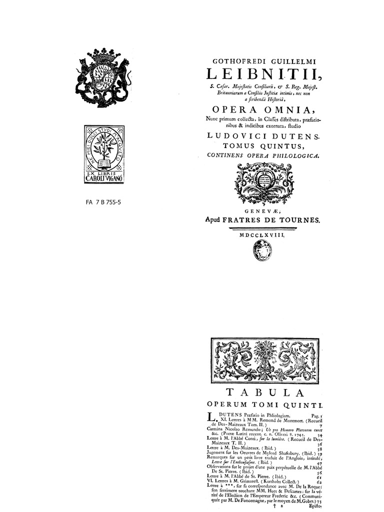 Leibniz, Gottfried Wilhelm - Opera Omnia V | PDF