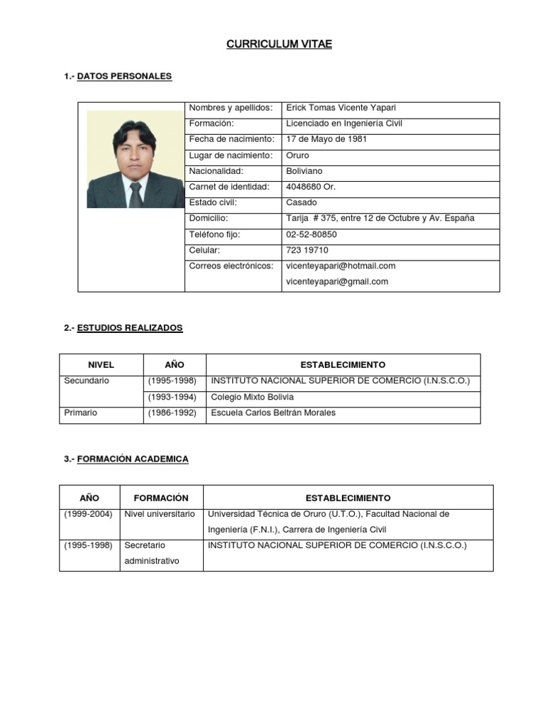 Curriculum Erick | Descargar gratis PDF | Sistema de información geográfica | Ingeniería