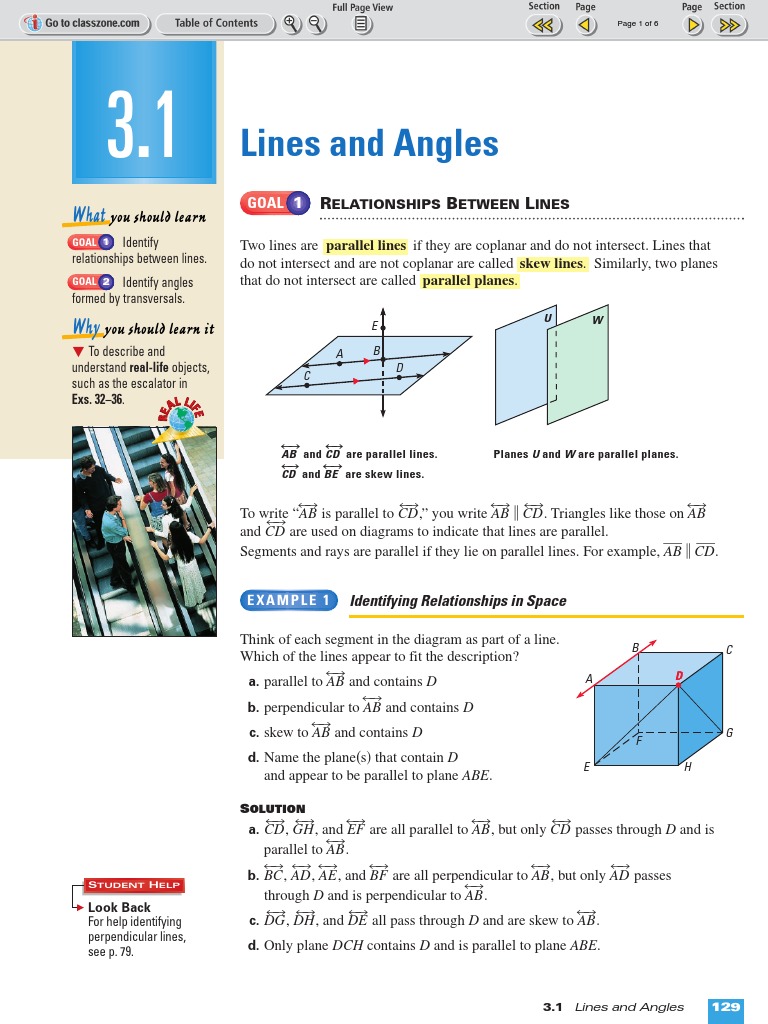 ML Geometry 3-1 Lines and Angles | PDF | Angle | Perpendicular