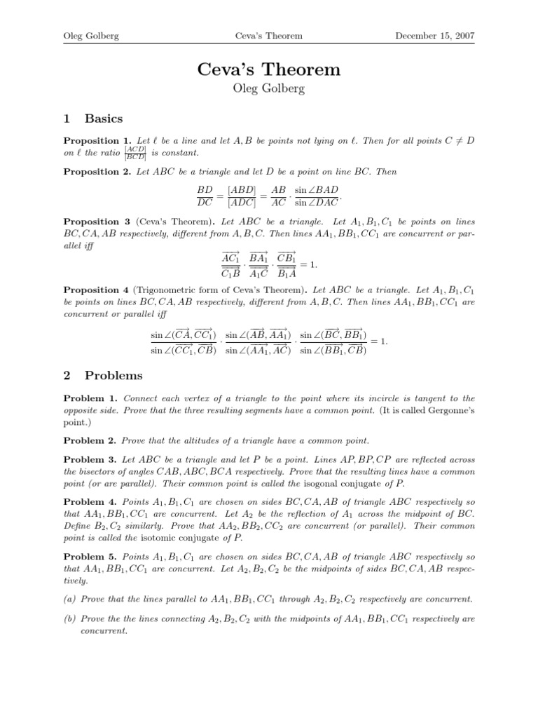 Ceva | PDF | Triangle | Euclidean Plane Geometry