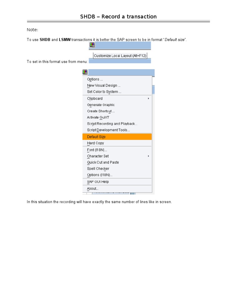SHDB - Record A Transaction | PDF | Subroutine | Button (Computing)