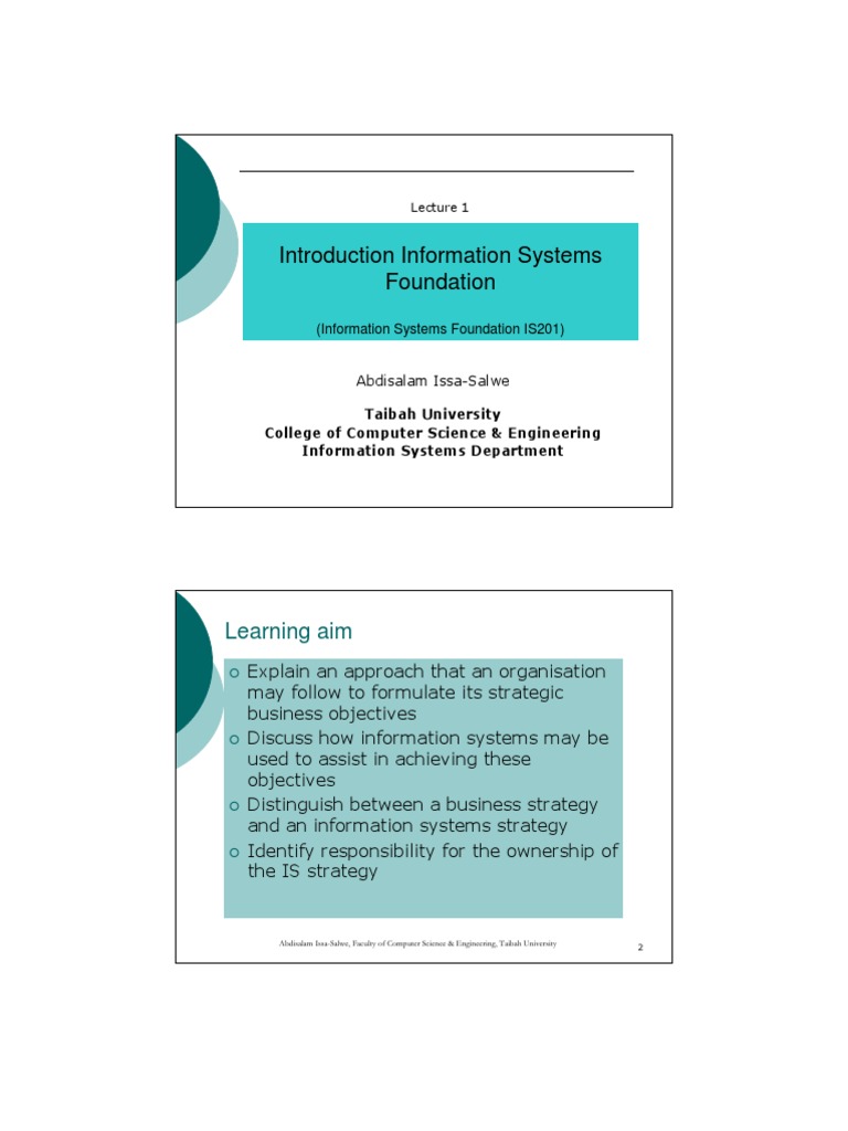 Lecture1 (IS201) (Is Concept) | PDF | Strategic Management ...