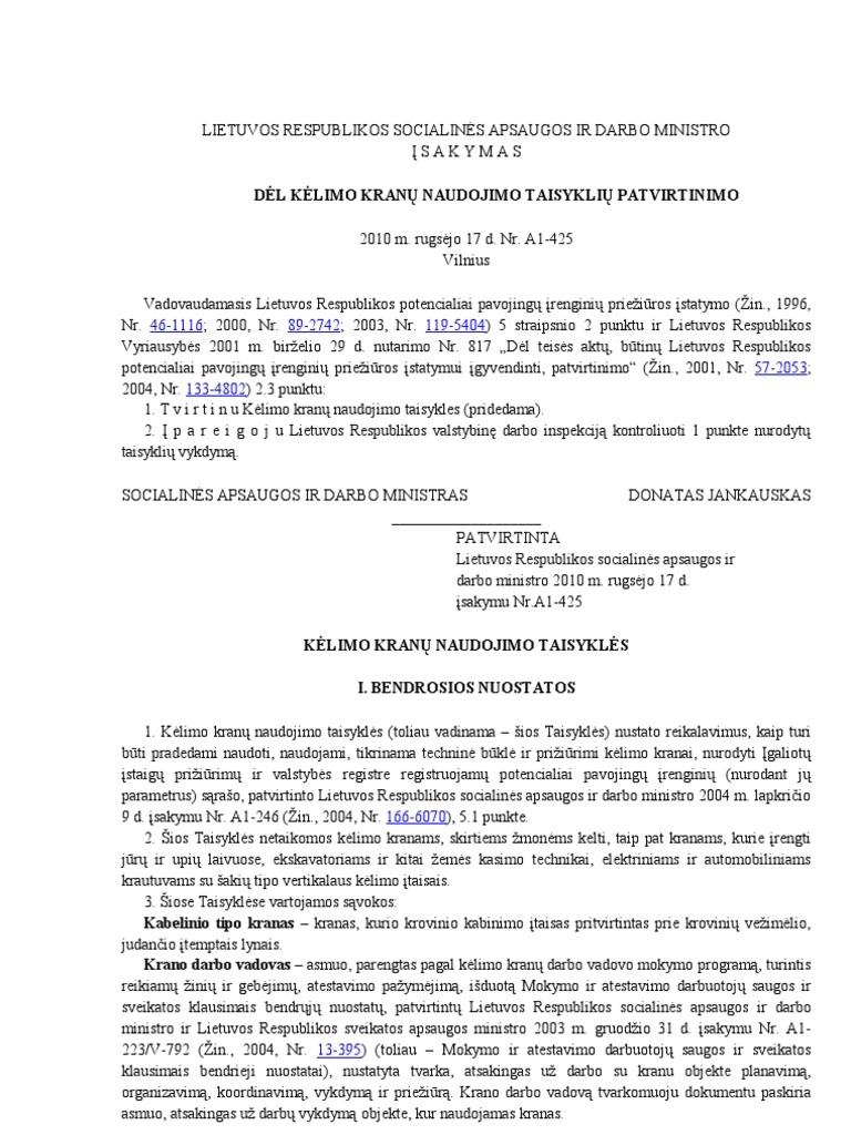 Kelimo Kranu Naudojimo Taisykles | PDF