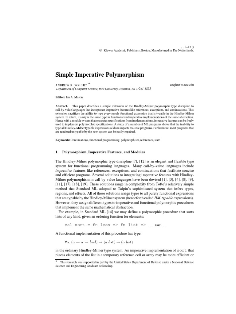 Simple Imperative Polymorphism | PDF | Functional Programming | Subroutine