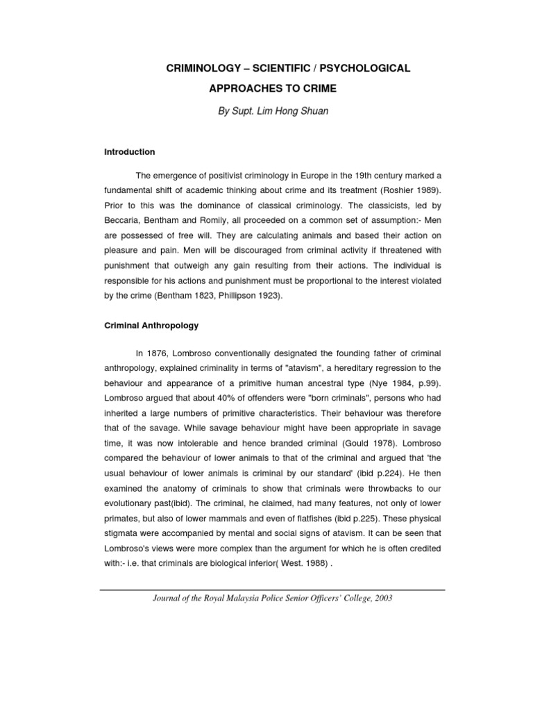 Criminology Supt Lim Hong Shuan | PDF | Criminology | Crime & Violence