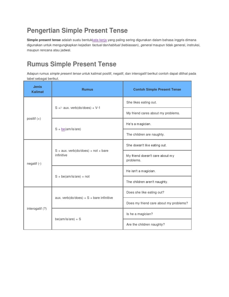 Pengertian Simple Present Tense | PDF | Language Arts & Discipline