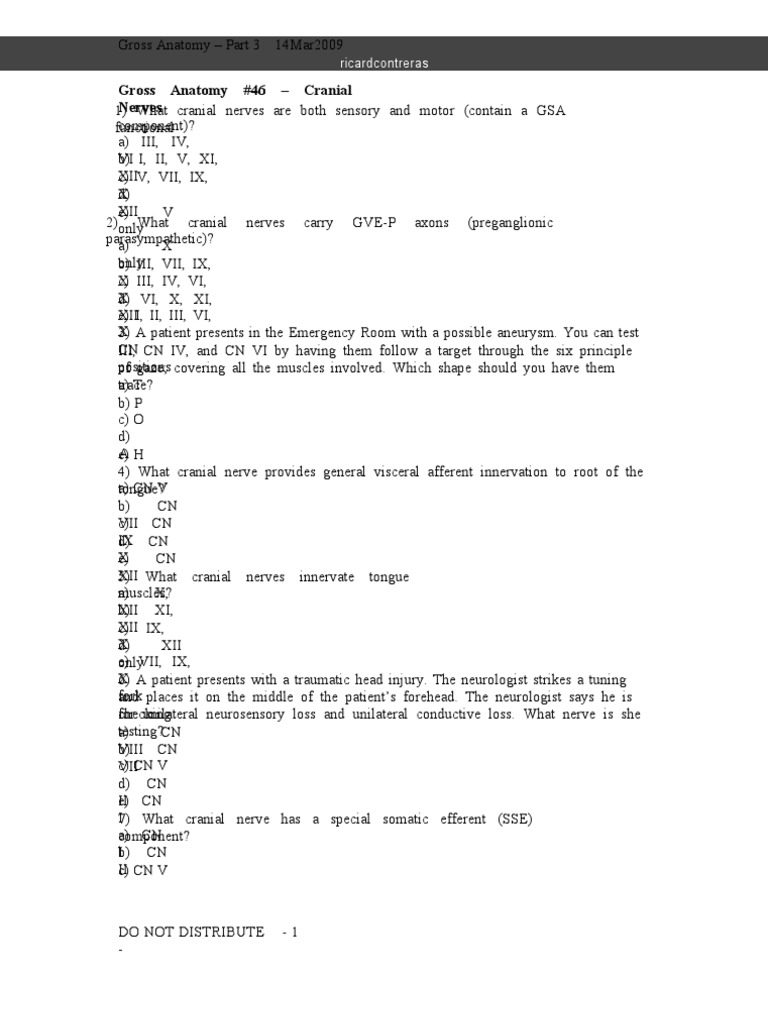 Quiz Anatomy Part 3 of 3 | PDF | Neck | Common Carotid Artery