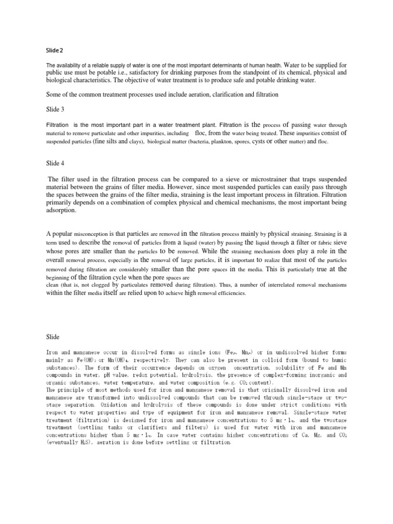 Filtration Mechanisms for Water Treatment | PDF | Filtration | Water ...