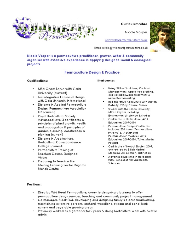 Nicole Vos Per CV | PDF | Permaculture | Horticulture