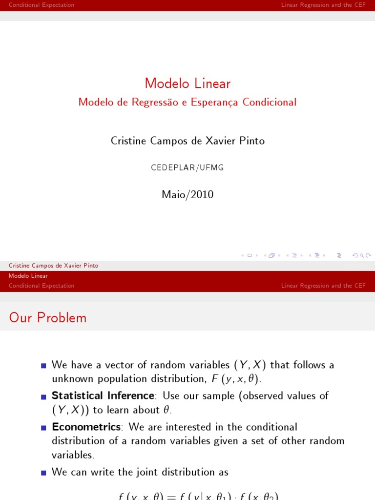 Modelo Linear: Modelo de Regressão e Esperança Condicional | PDF ...