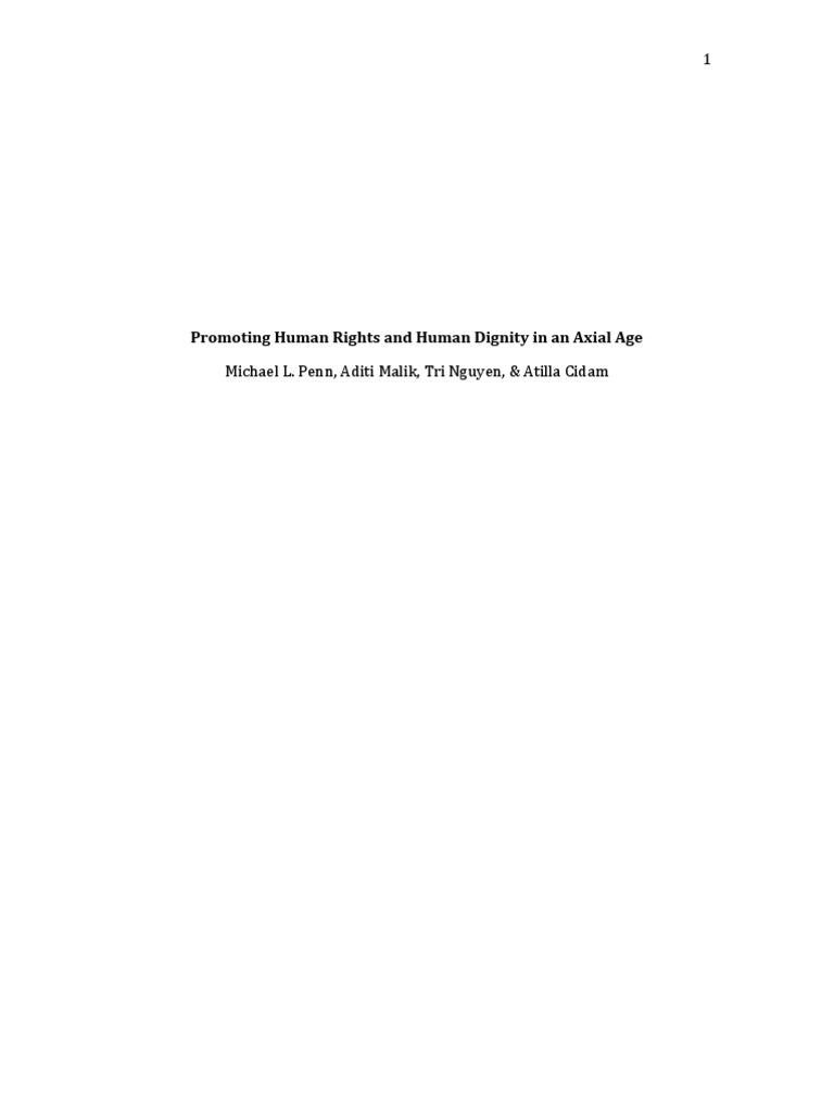 Promoting Human Rights and Human Dignity in An Axial Age | PDF ...