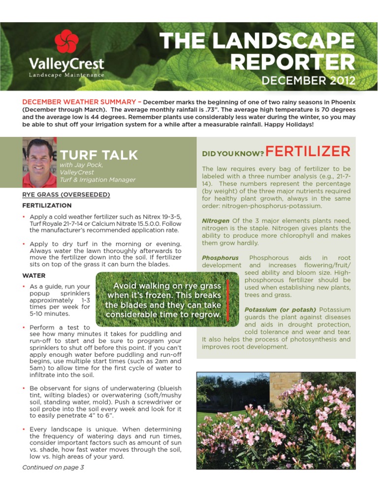 The Landscape Reporter: Turf Talk | PDF | Lawn | Fertilizer