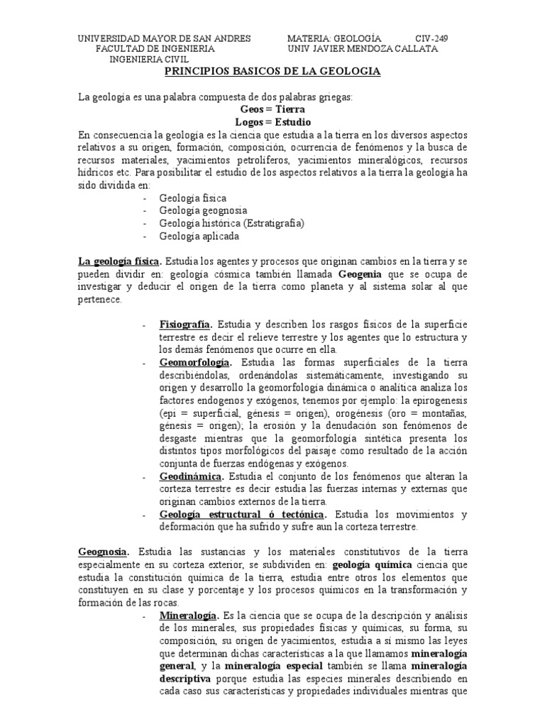 Principios Básicos de Geología y Aplicaciones | PDF | Valle | Roca ...