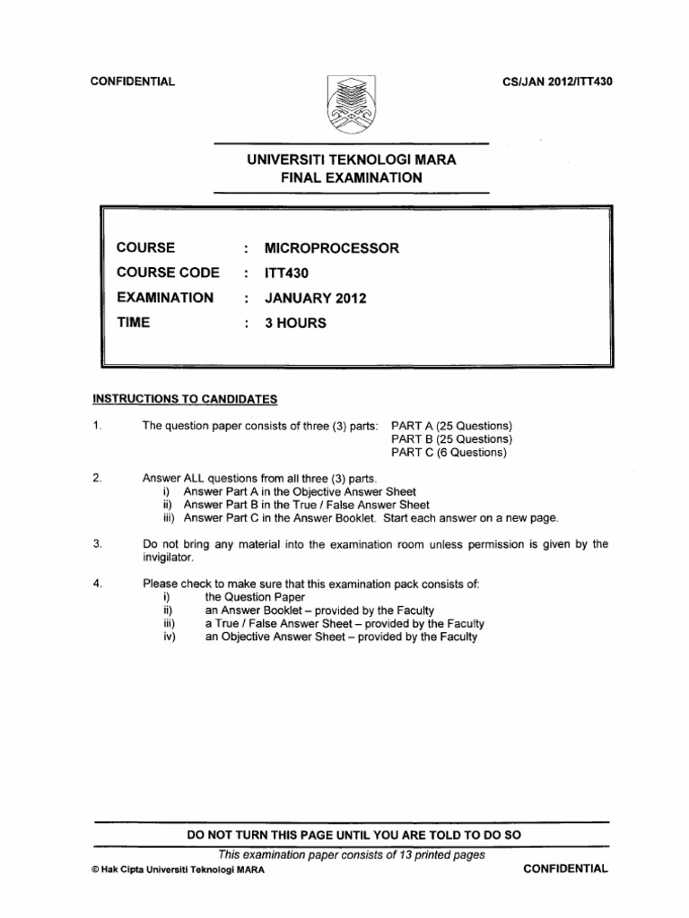 ITT430 Microprocessor Exam Paper | PDF | Computer Data Storage | Input ...