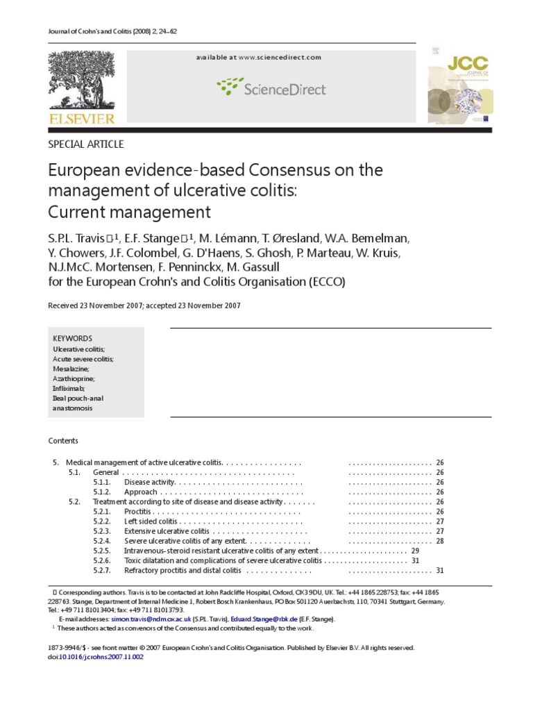 European Evidence-Based Consensus On The Management of Ulcerative ...