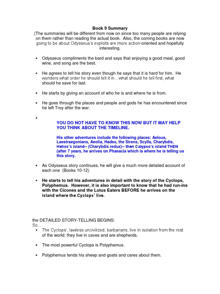 The_Odyssey_Book_9_Summary | Odyssey | Ancient Greek Epic Poems