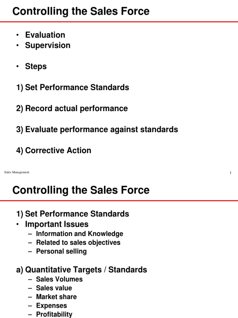 Control of Sales Force | PDF | Sales | Performance Appraisal