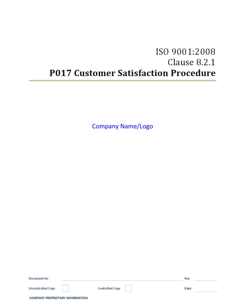 Customer Satisfaction Procedure Example | Download Free PDF | Customer ...