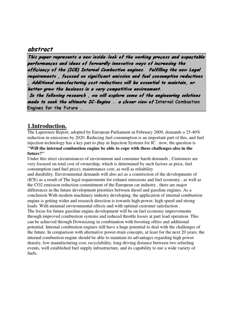 Future of Internal Combustion Engines | PDF | Internal Combustion ...