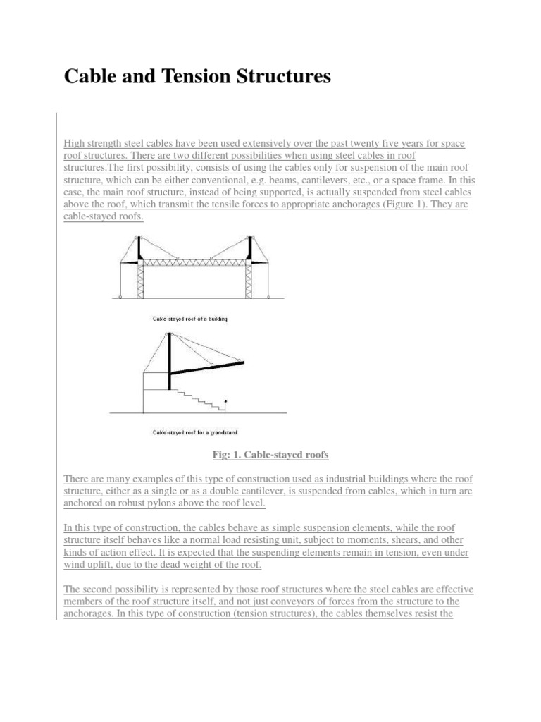 Cable and Tension Structures | PDF | Truss | Prestressed Concrete