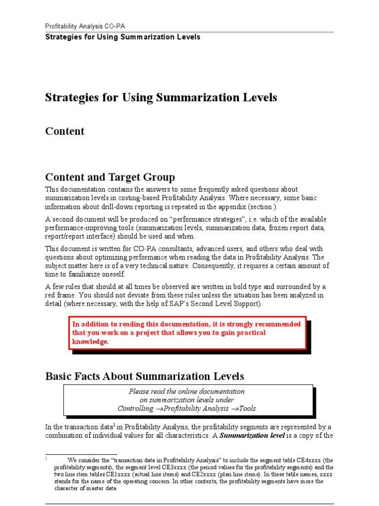 Copa Summarization Level | PDF | Profit (Accounting) | Documentation