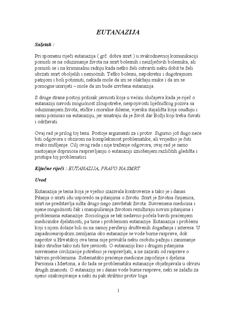 EUTANAZIJA | PDF