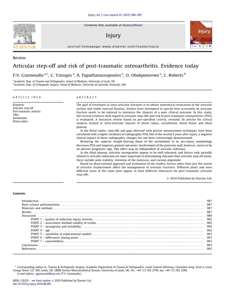 Articular Step-Off and Risk of Post-Traumatic Osteoarthritis | PDF ...