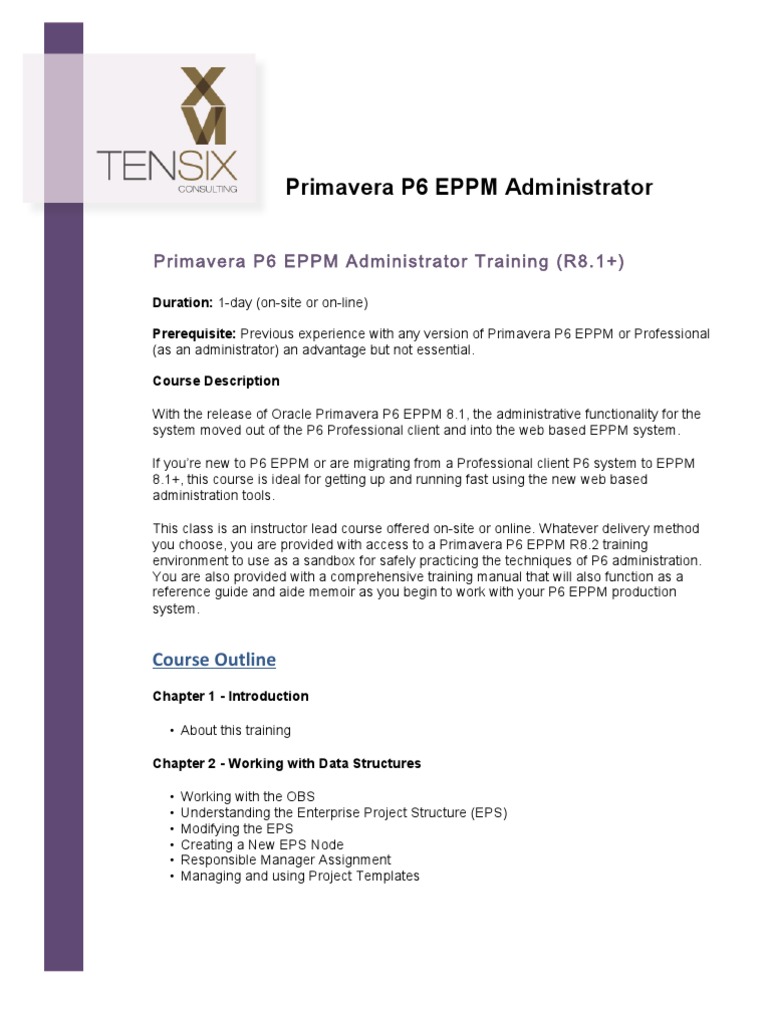 Primavera P6 EPPM Administrator Training | PDF | Web Application | Help ...