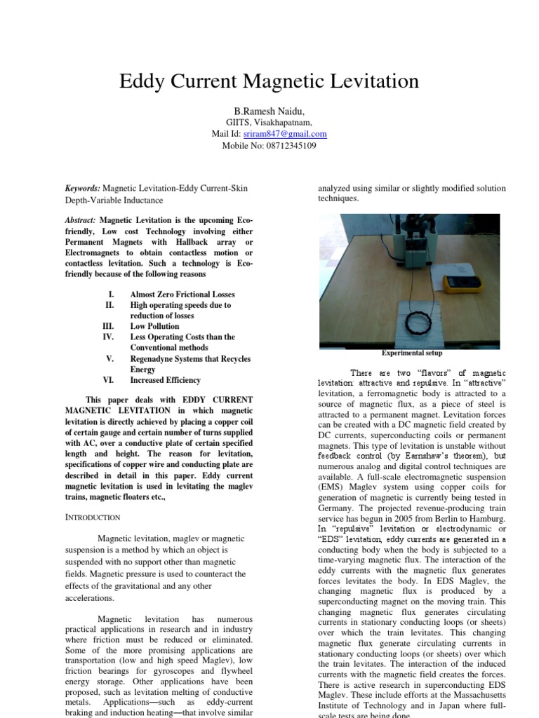 Eddy Magnetic Levitation | PDF | Inductor | Electromagnetic Induction